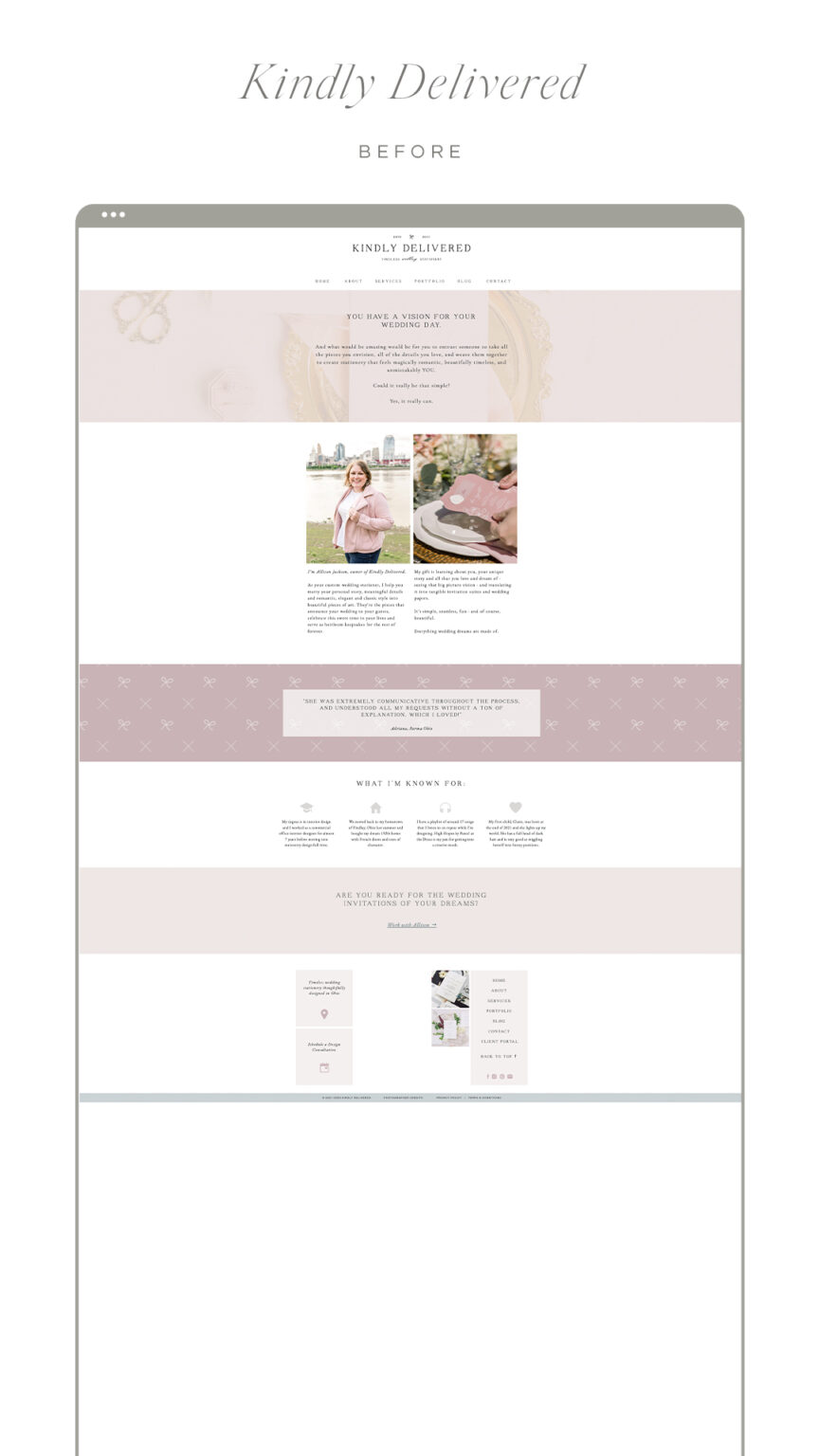 Eloise Kate Showit Template Showcase - Kindly Delivered - hyggedesign.co